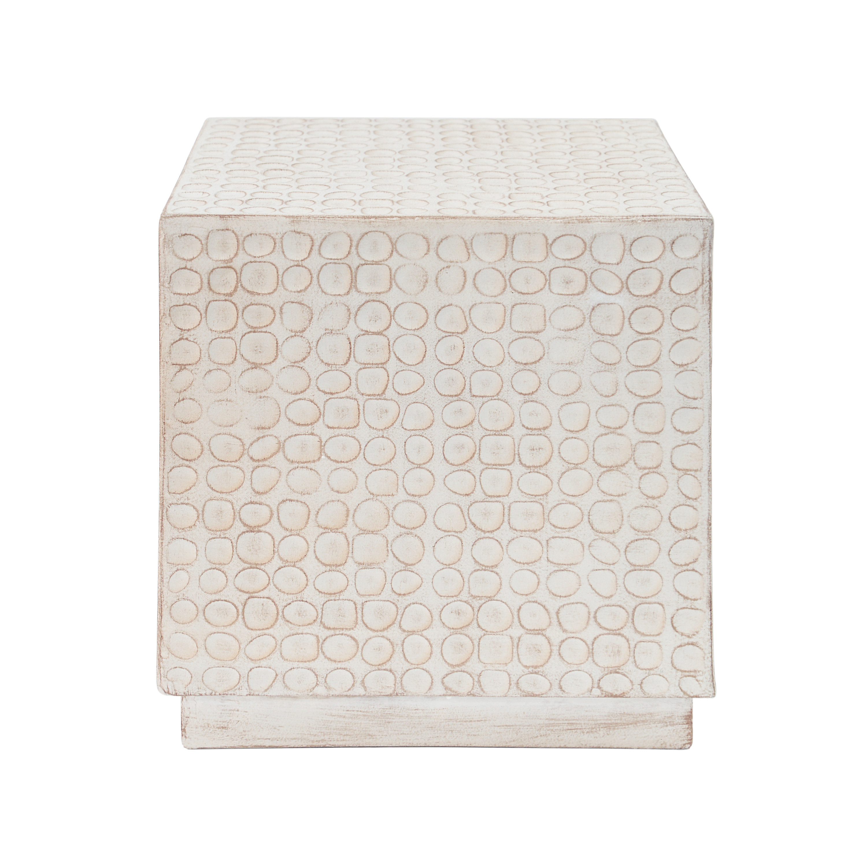 Dakota Fields 17" Mgo Material Side Table, Polka Dot Cube Texture End Table Nightstand | Wayfair